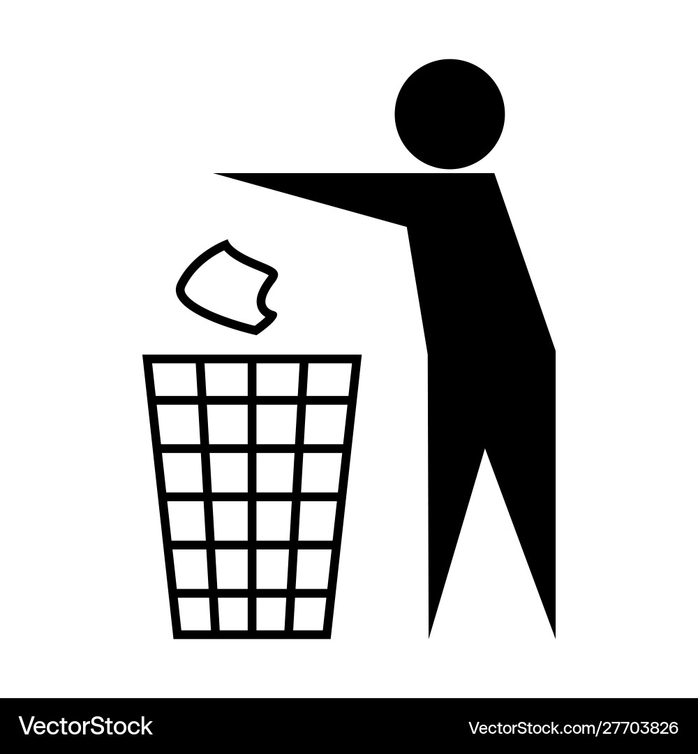 Icon throw in trash isolated on white Royalty Free Vector