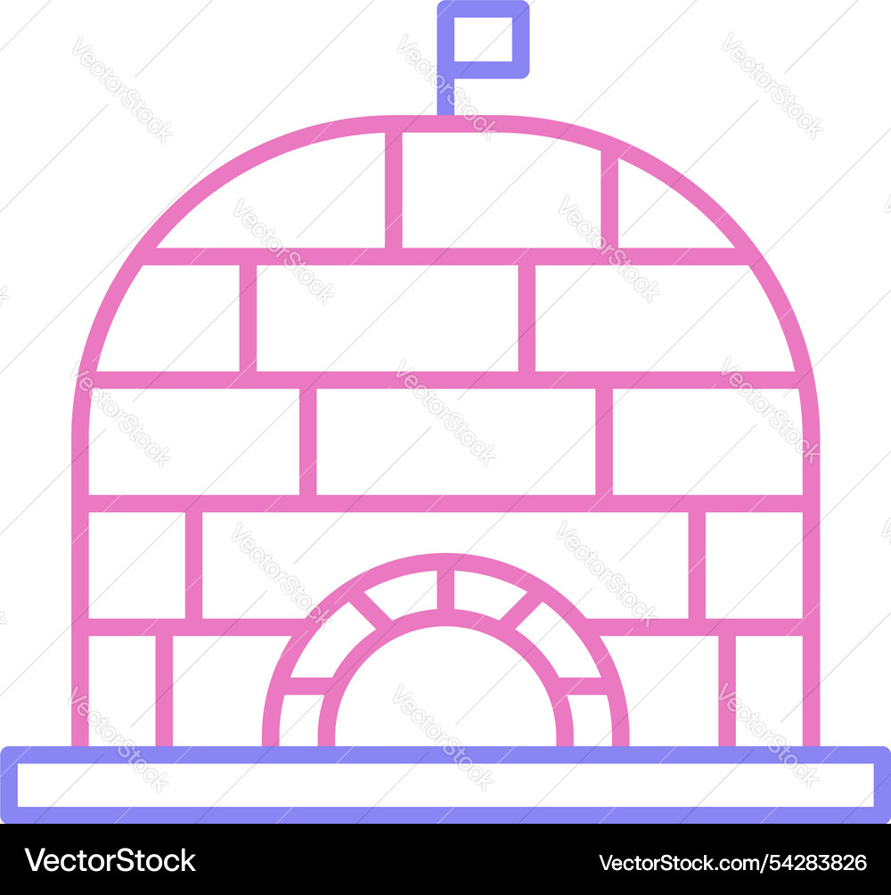 Igloo line two colour icon Royalty Free Vector Image