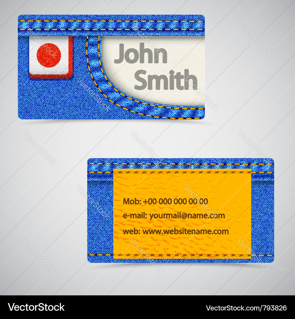 Jeans business card Royalty Free Vector Image - VectorStock