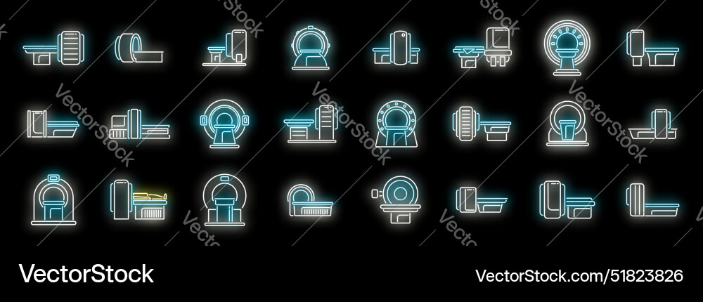 Magnetic resonance tomography icons set Royalty Free Vector