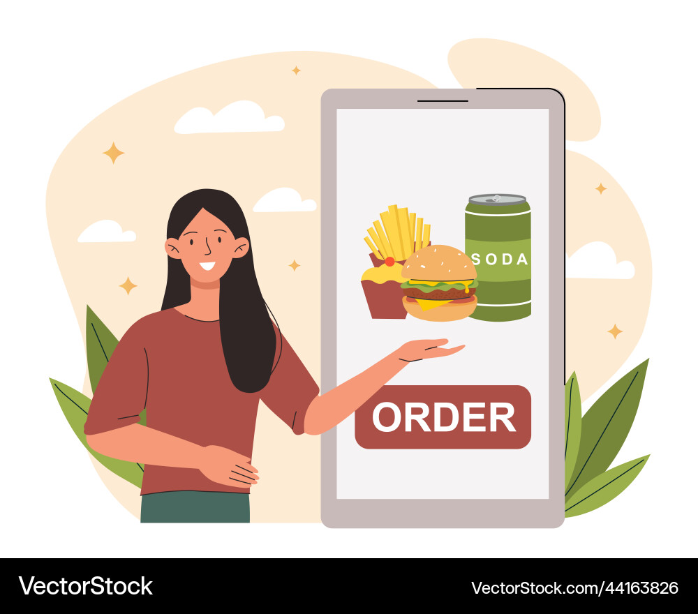 Ordering fast food Royalty Free Vector Image - VectorStock