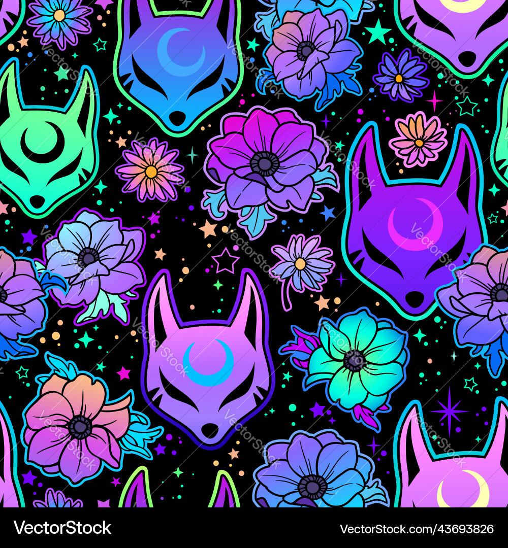 Seamless pattern with colorful japanese masks Vector Image