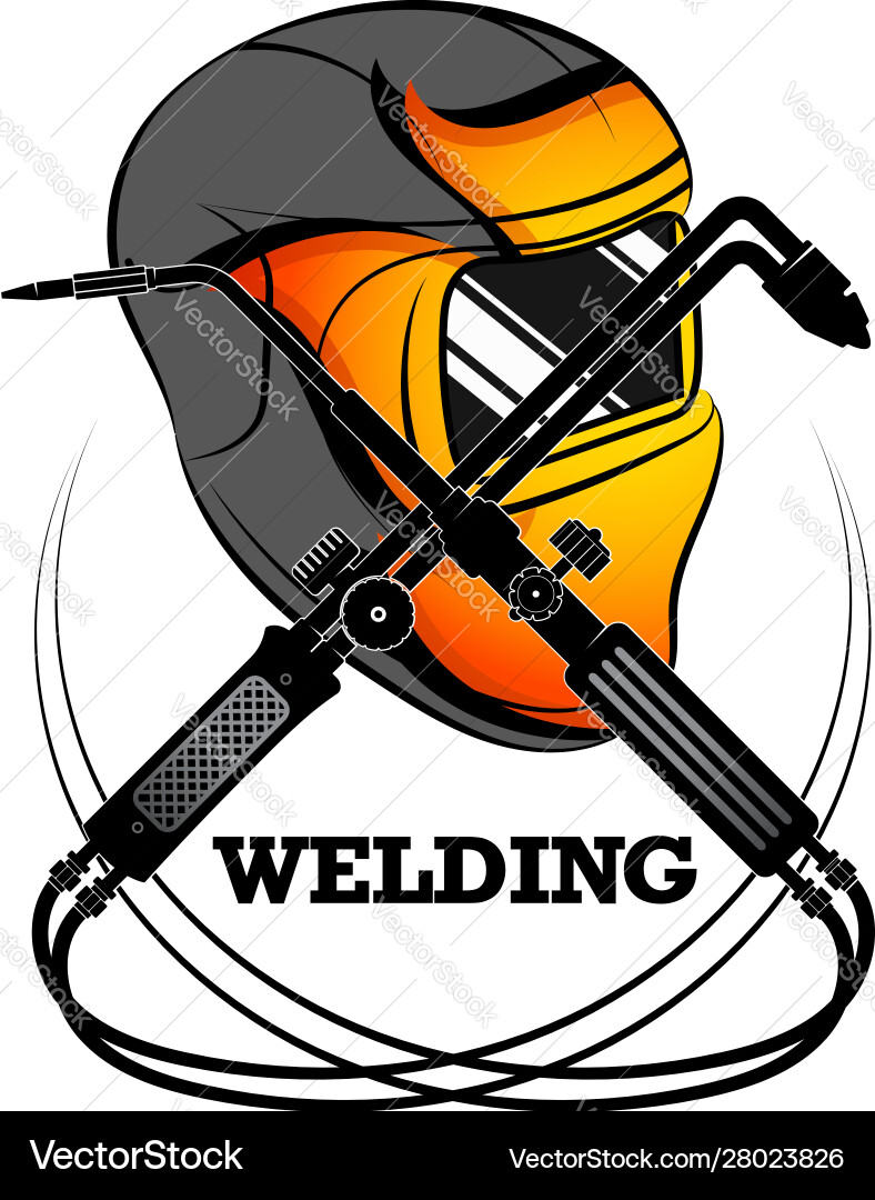Welder mask and welding machine Royalty Free Vector Image