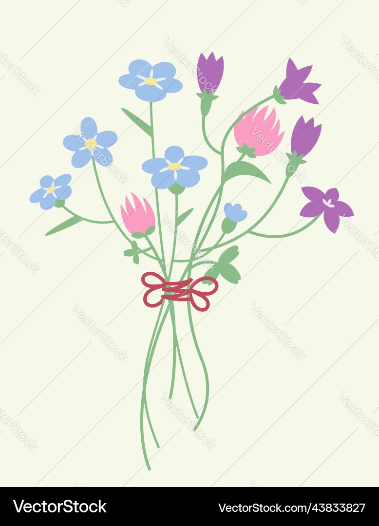 Bouquet with different wildflowers Royalty Free Vector Image