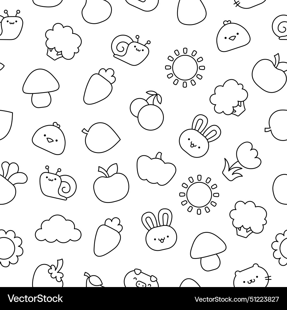 Cartoon farm elements and characters seamless Vector Image