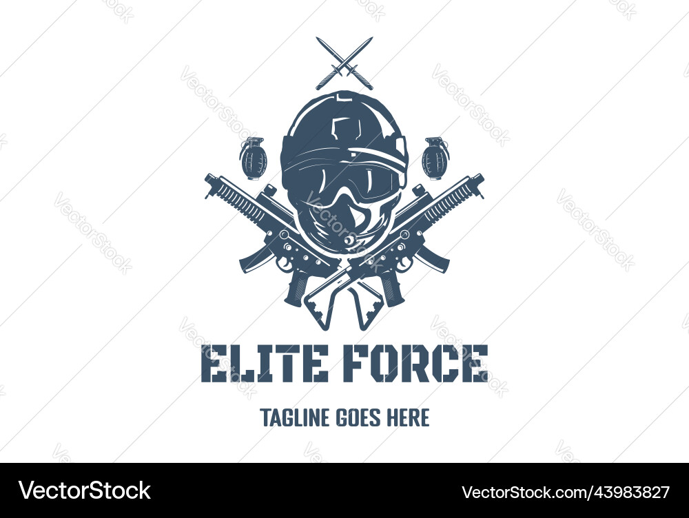 Elite army force navy soldier with sub machine Vector Image