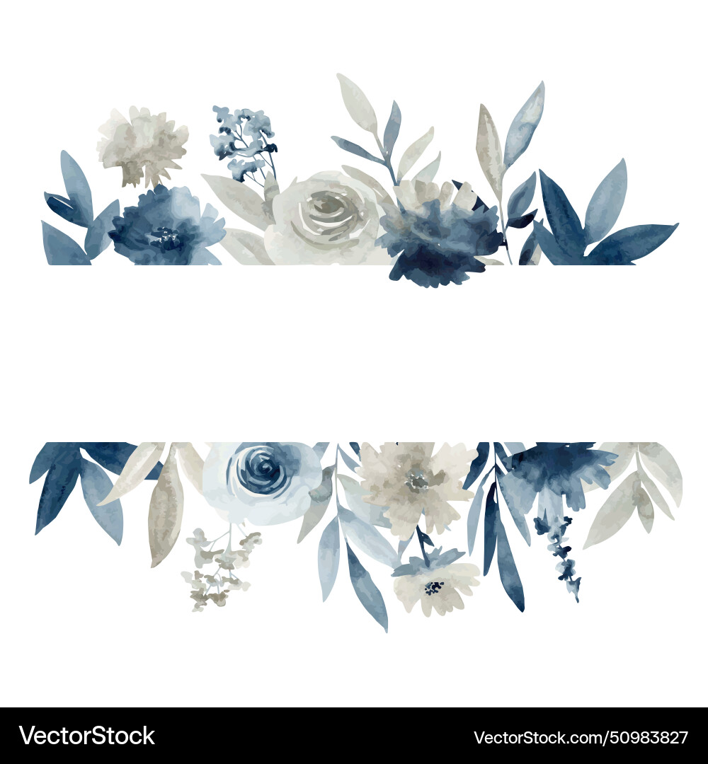 Frame with indigo flowers Royalty Free Vector Image