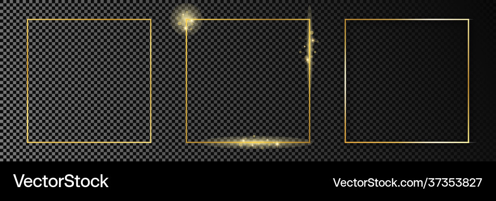 Gold Glowing Square Frames Royalty Free Vector Image
