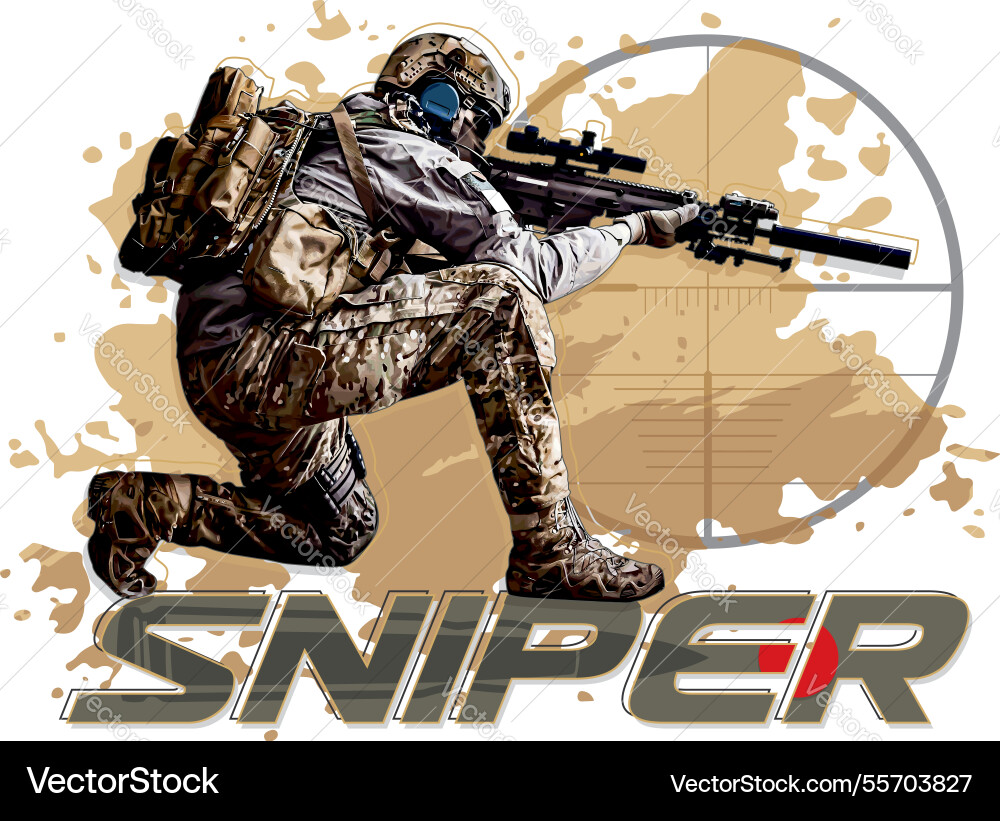 Military Sniper in Tactical Gear Royalty Free Vector Image