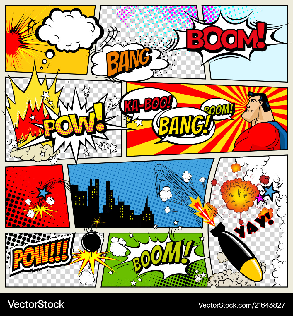 Retro Comic Book Speech Bubble Template Royalty Free Vector