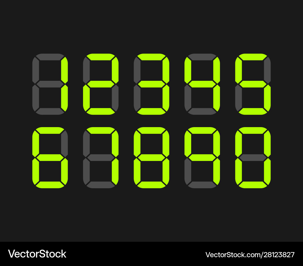 Set digital led numbers Royalty Free Vector Image