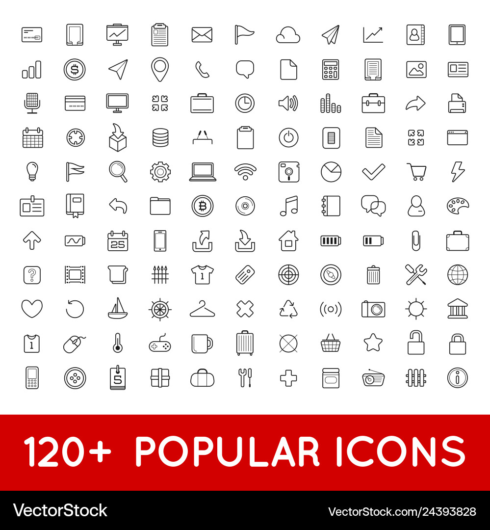 120 popular icons set for all purposes web mobile Vector Image