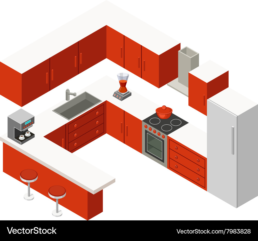 Isometric kitchen Royalty Free Vector Image - VectorStock