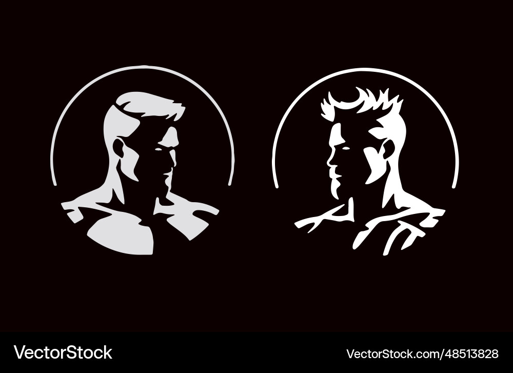 Man profile icons strong face silhouette emblem Vector Image