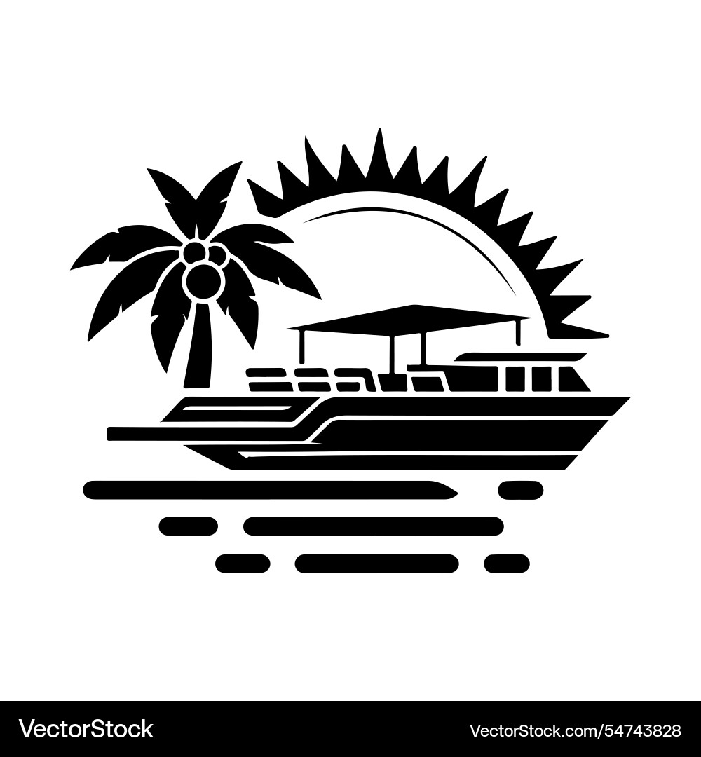 Pontoon boat silhouette high-quality for graphic Vector Image