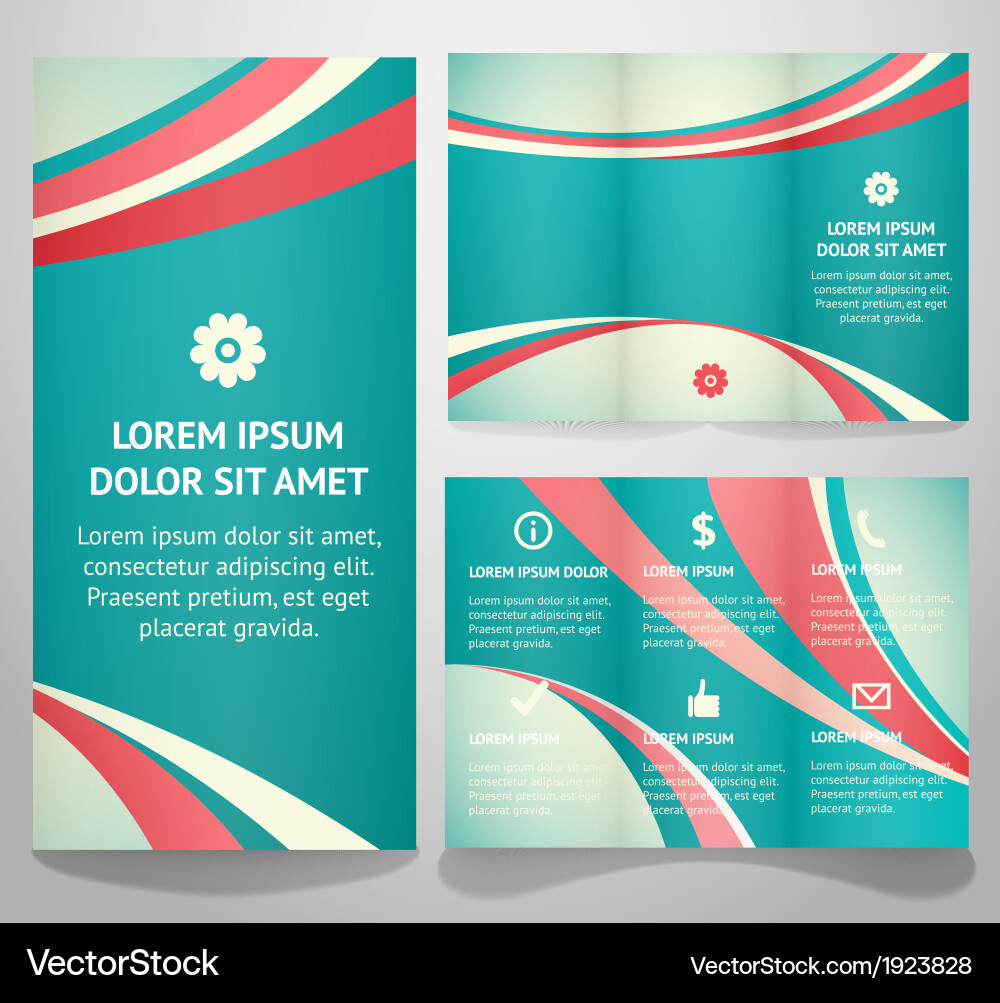 Professional three fold business flyer template Vector Image
