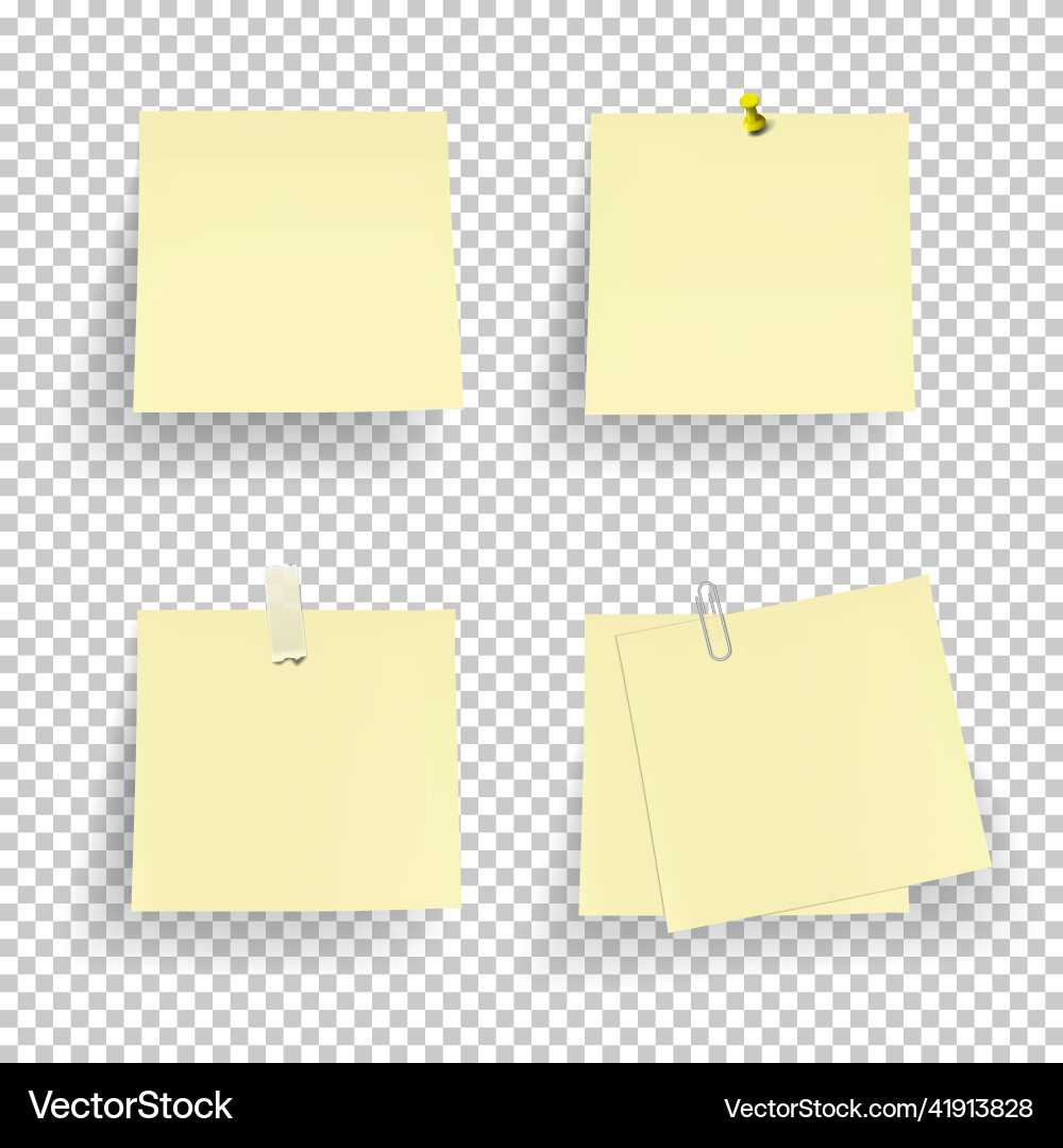 Sticky Notes with Pin and Tape Royalty Free Vector Image