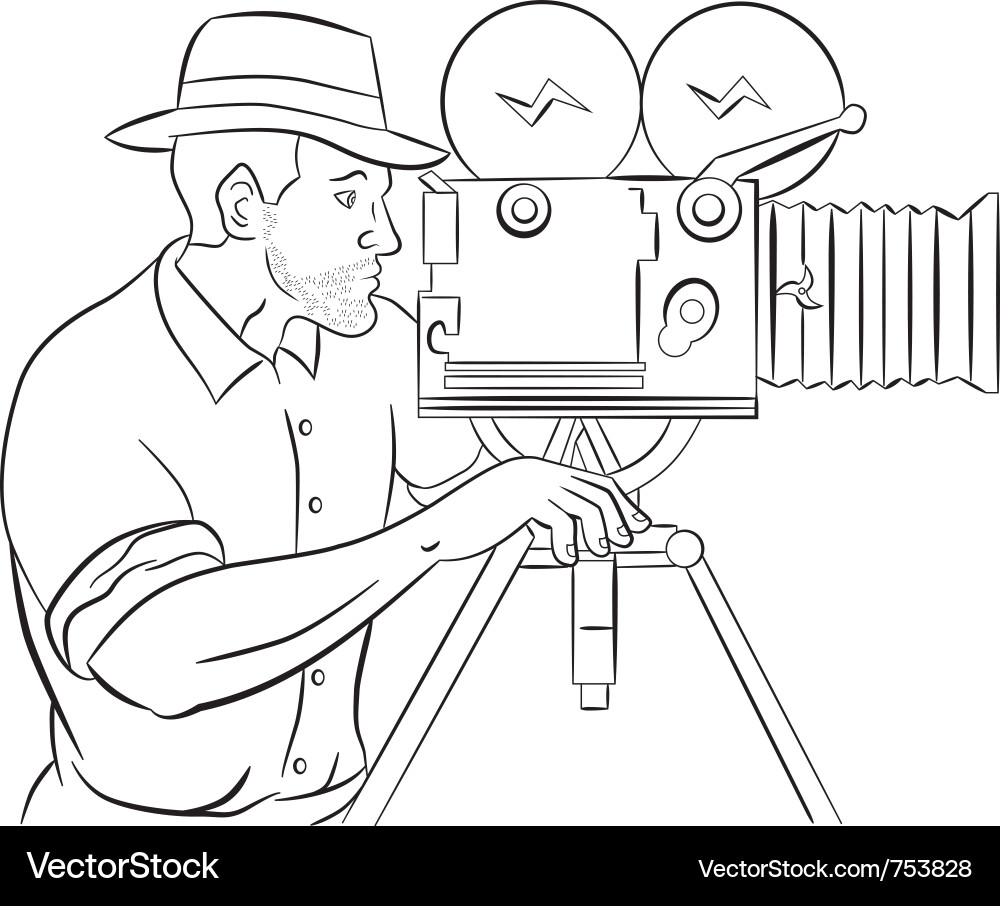 Vintage Cameraman with Camera Royalty Free Vector Image