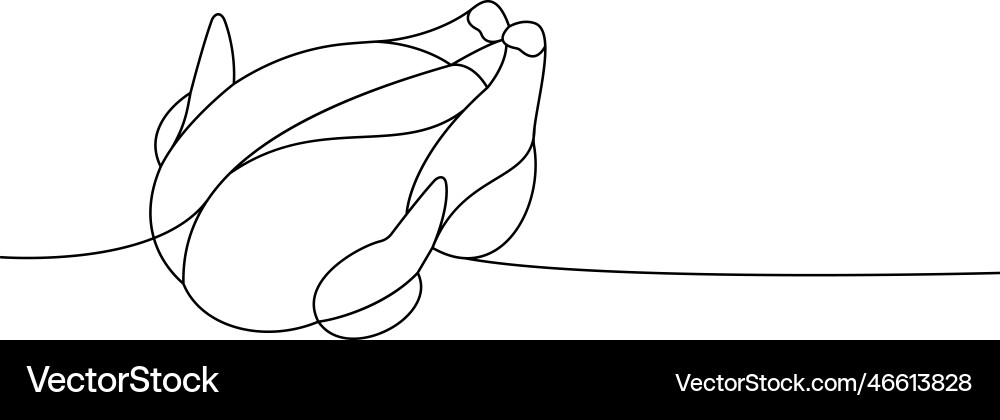Whole chicken body one line continuous drawing Vector Image