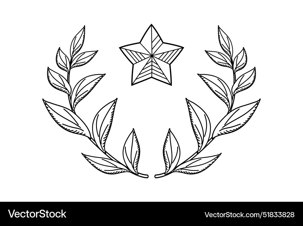Winner laurel wreath in linear style branches Vector Image