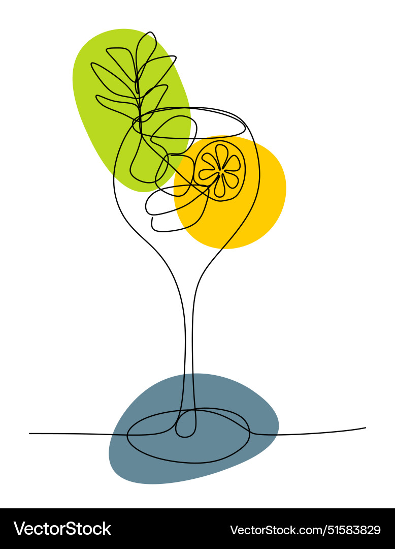 Cocktail outline design continuous one line Vector Image