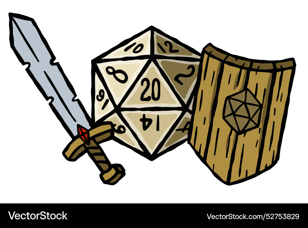 Dnd dice with sword Royalty Free Vector Image - VectorStock
