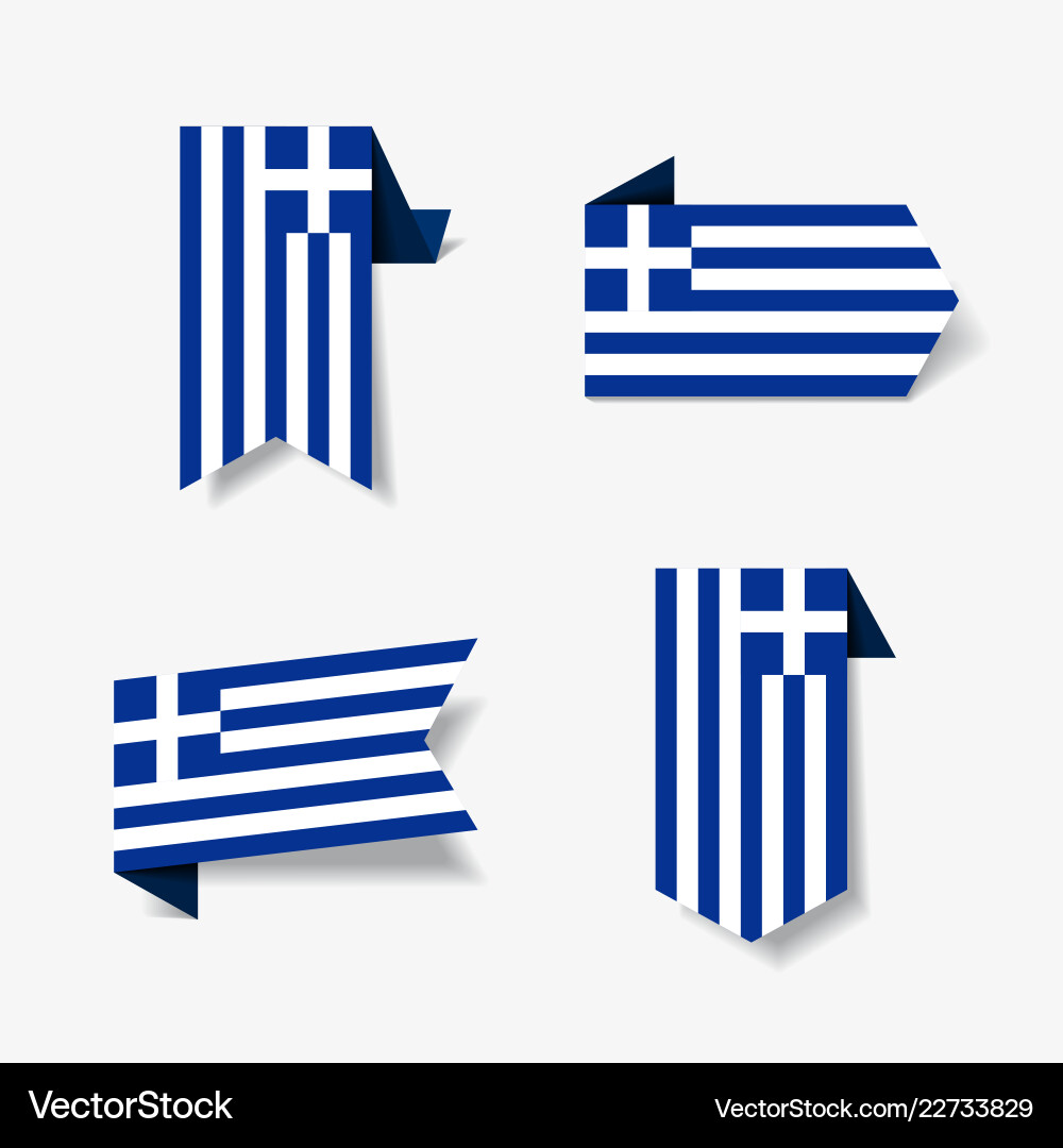 Greek flag stickers and labels Royalty Free Vector Image