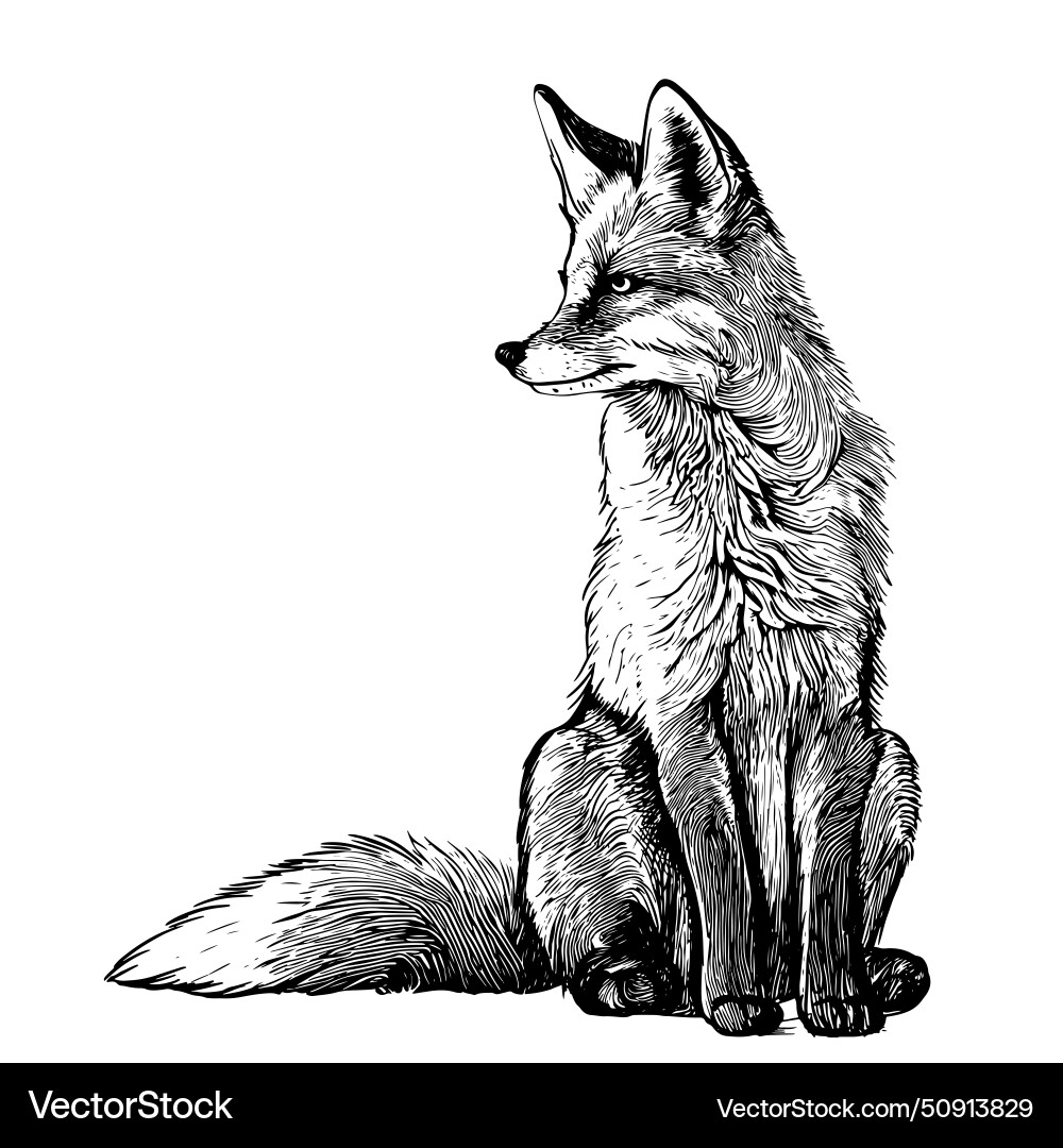 Of sitting fox Royalty Free Vector Image - VectorStock
