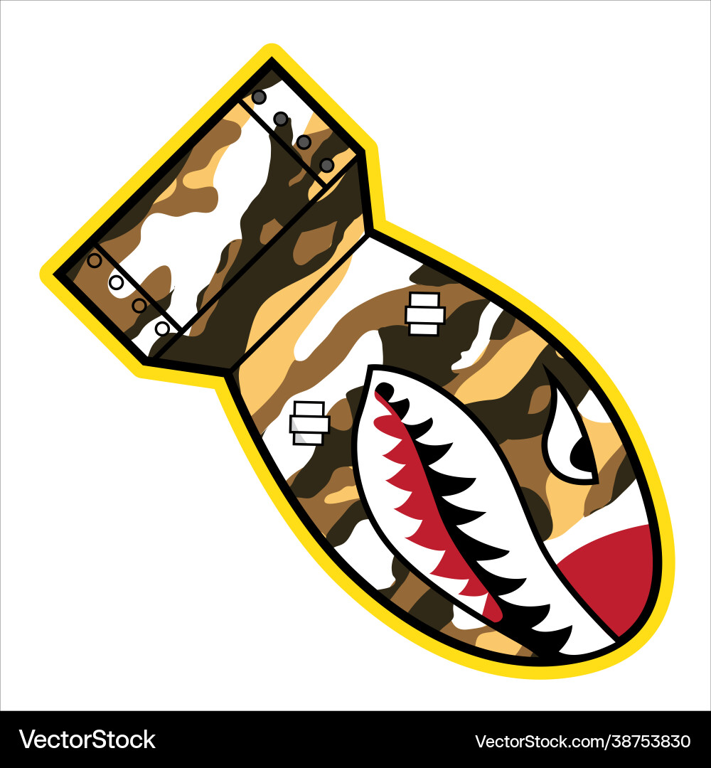 Flying Tiger Shark Bomb Sticker Royalty Free Vector Image