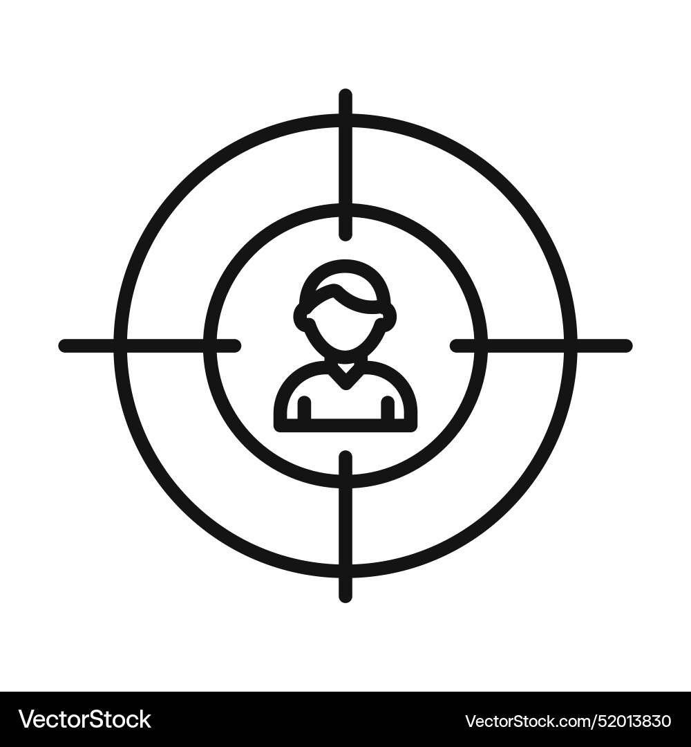 Man with target icon black line art Royalty Free Vector