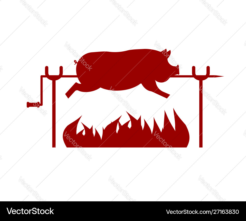 Roasted Pig on a Spit Royalty Free Vector Image