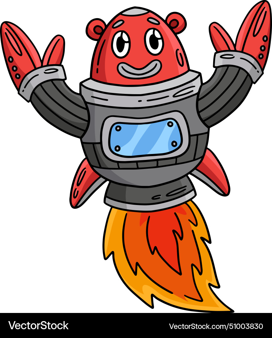 Robot with rocket booster cartoon colored clipart Vector Image