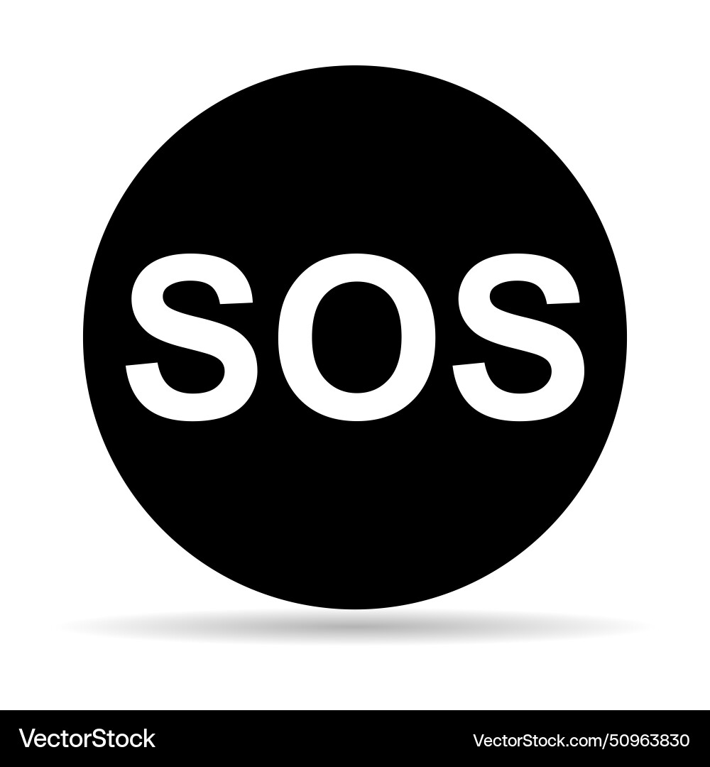 Sos help shadow icon safety support alert design Vector Image
