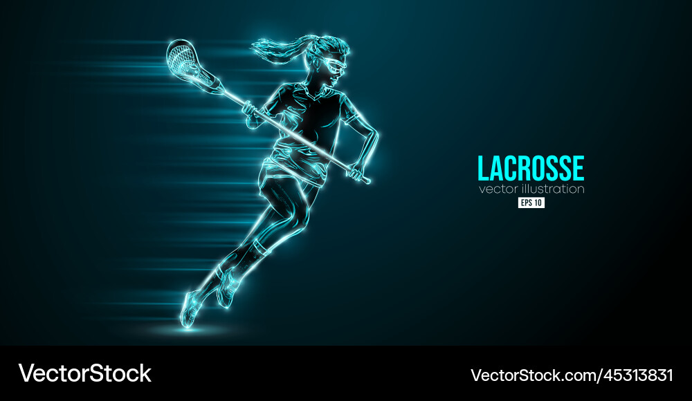 Abstract silhouette of a lacrosse player on black Vector Image