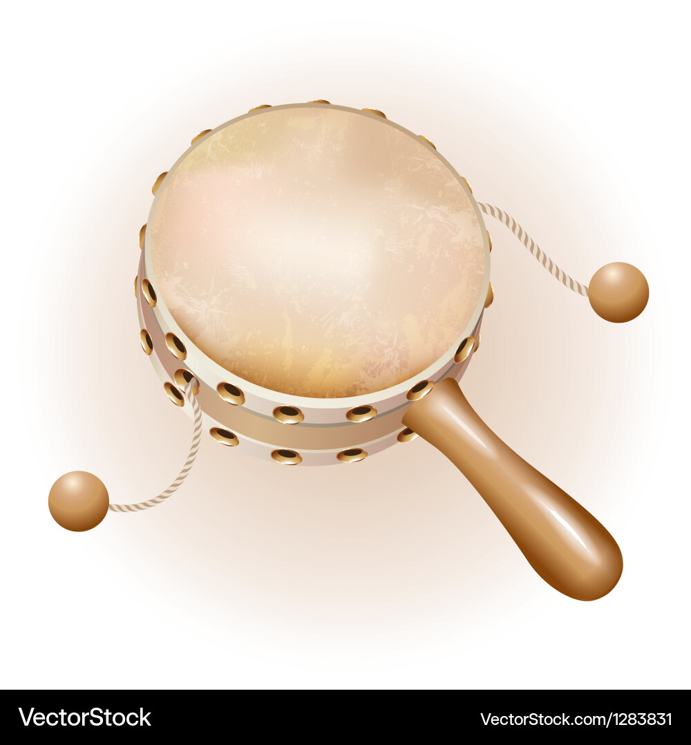 Damaru drum with a handle Royalty Free Vector Image
