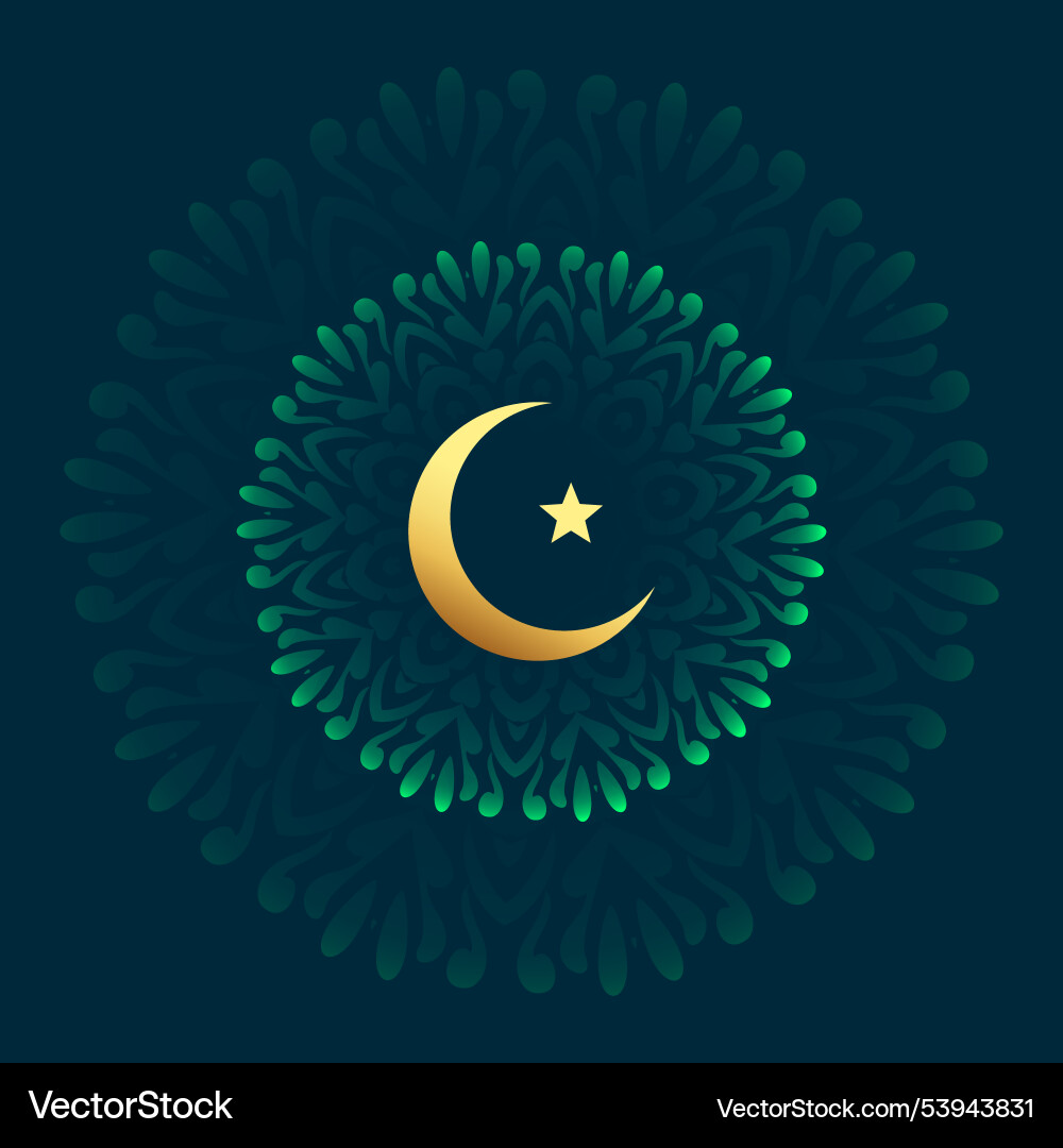 Decorative and golden crescent islamic background Vector Image