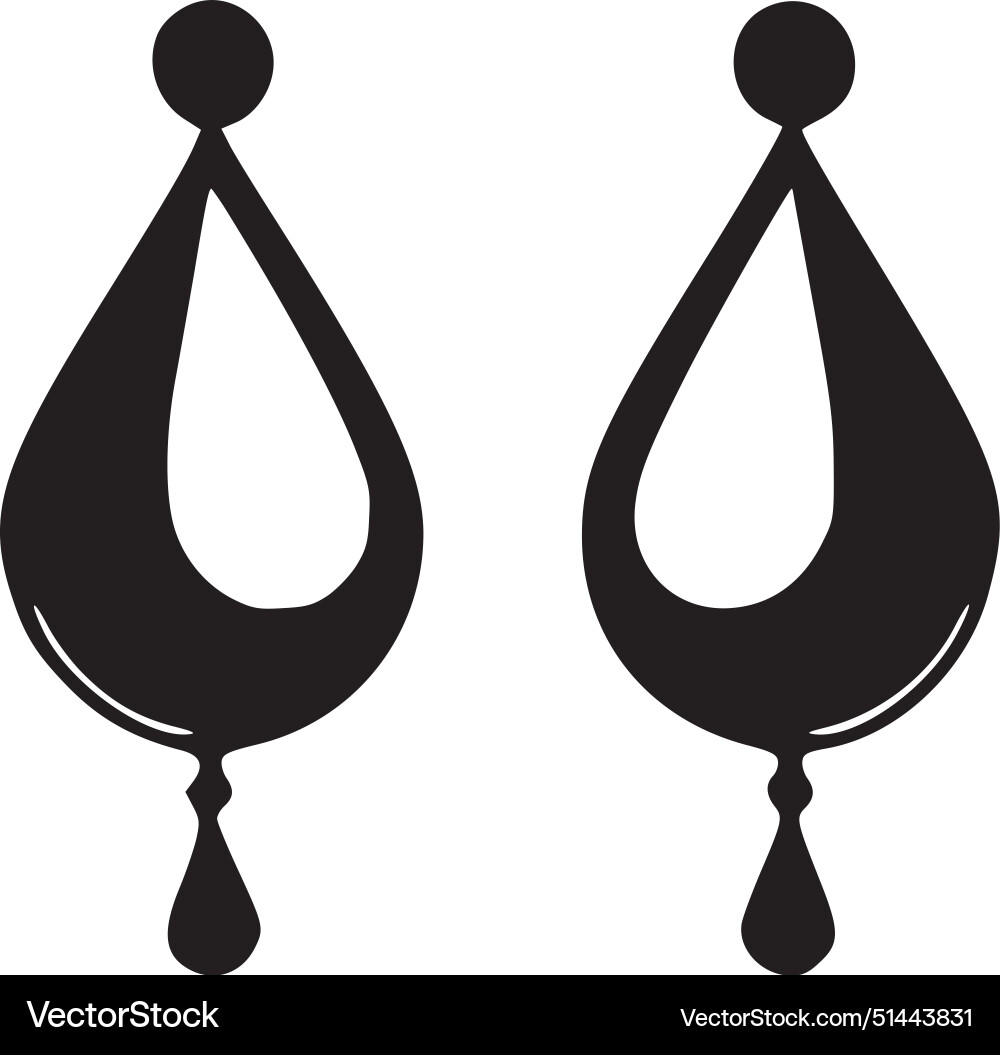 Earrings - black and white isolated icon Vector Image