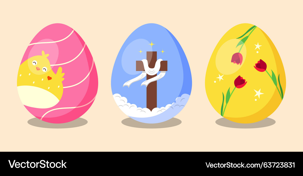 Easter eggs religious flat set – Royalty-Free Vector | VectorStock