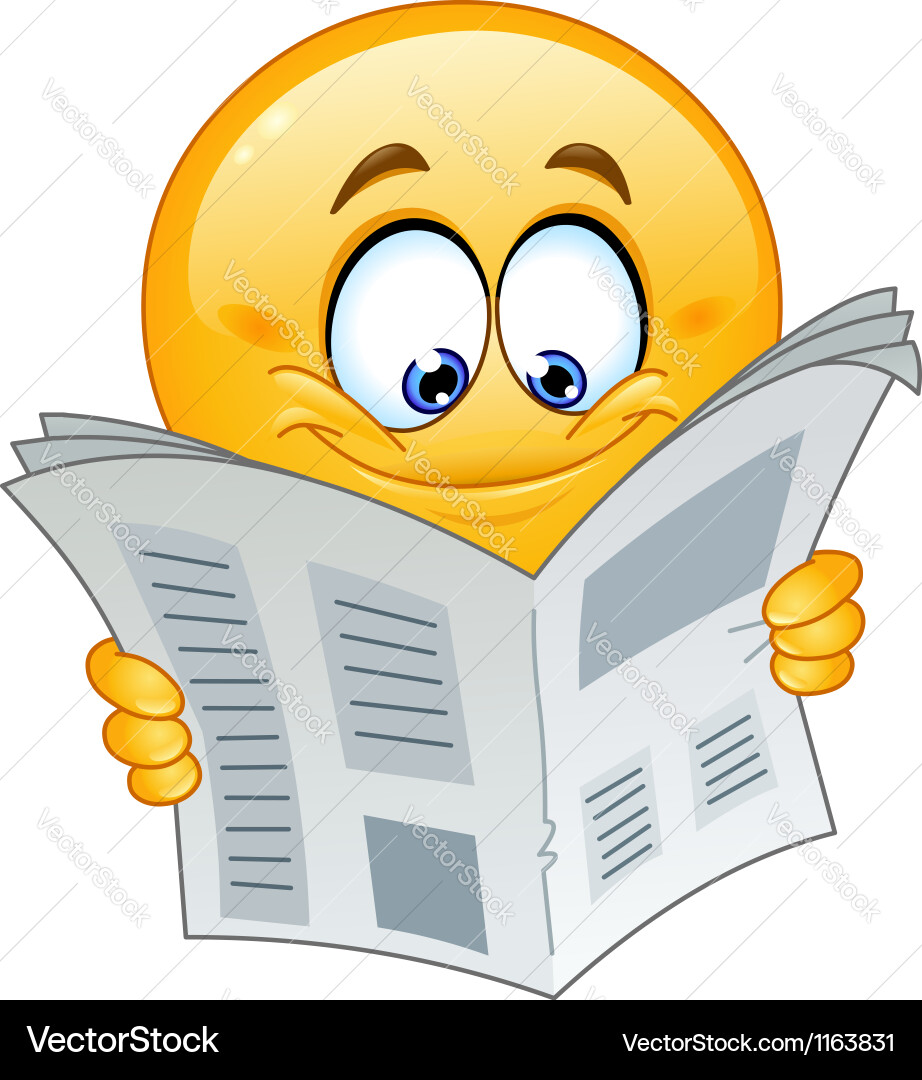 Emoticon with newspaper Royalty Free Vector Image