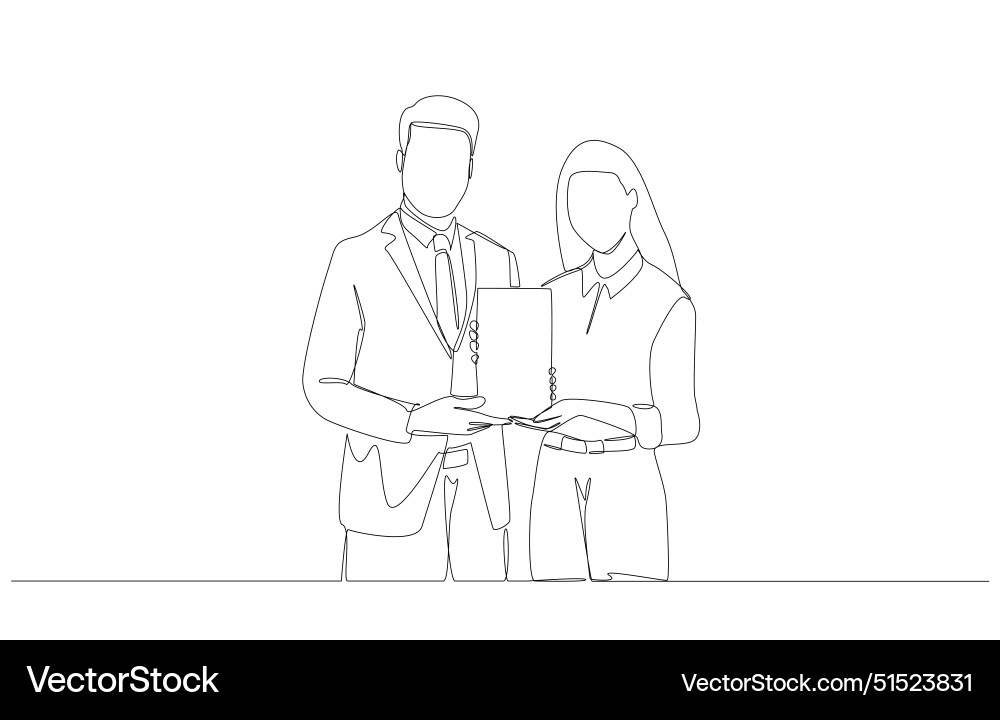 Employee receive award plaque from manager Vector Image