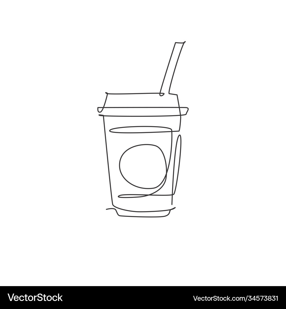 One single line drawing fresh soft drink Vector Image