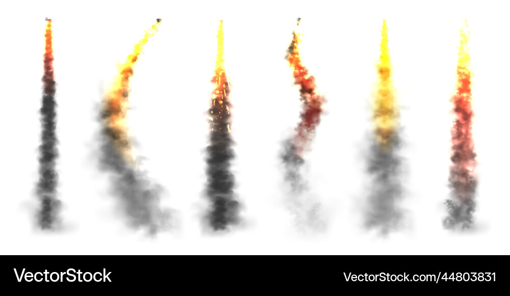Realistic black smoke with fire space rocket Vector Image