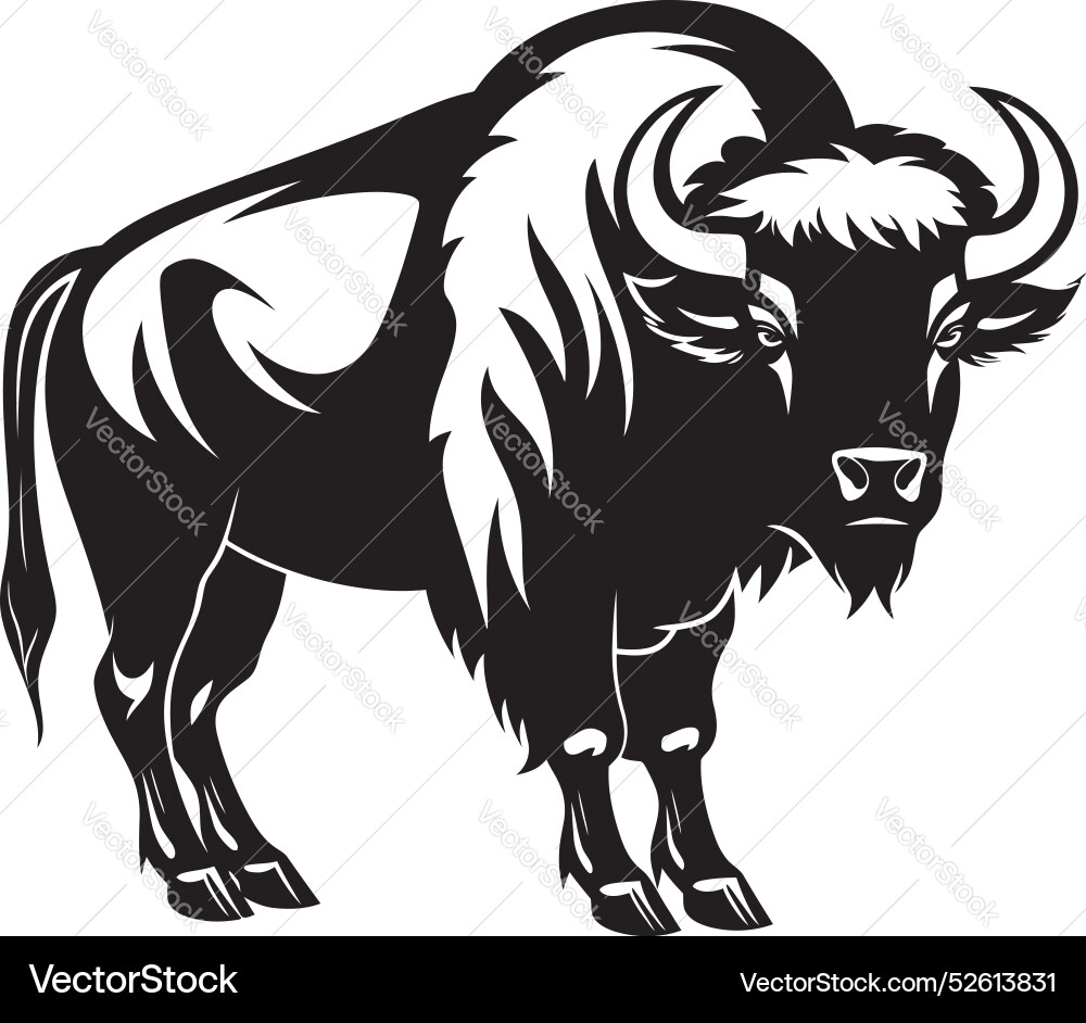Sleek and sophisticated black bison iconography Vector Image