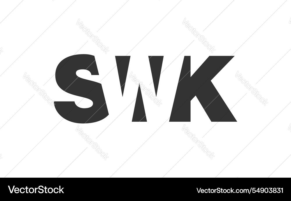 Swk logo design initial letter s w k bold font Vector Image