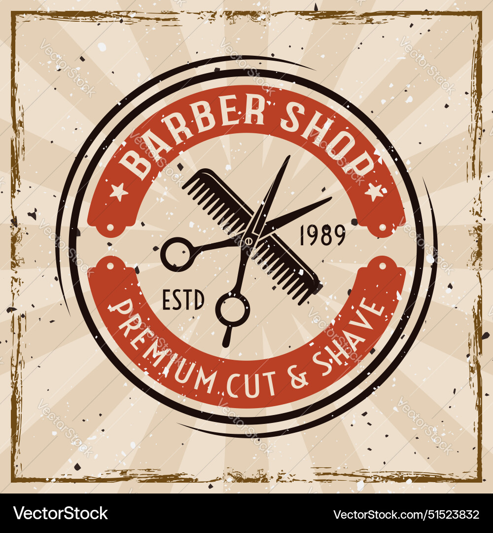 Barber shop emblem label badge or print Royalty Free Vector