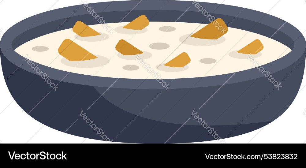 Bowl containing delicious creamy soup Royalty Free Vector