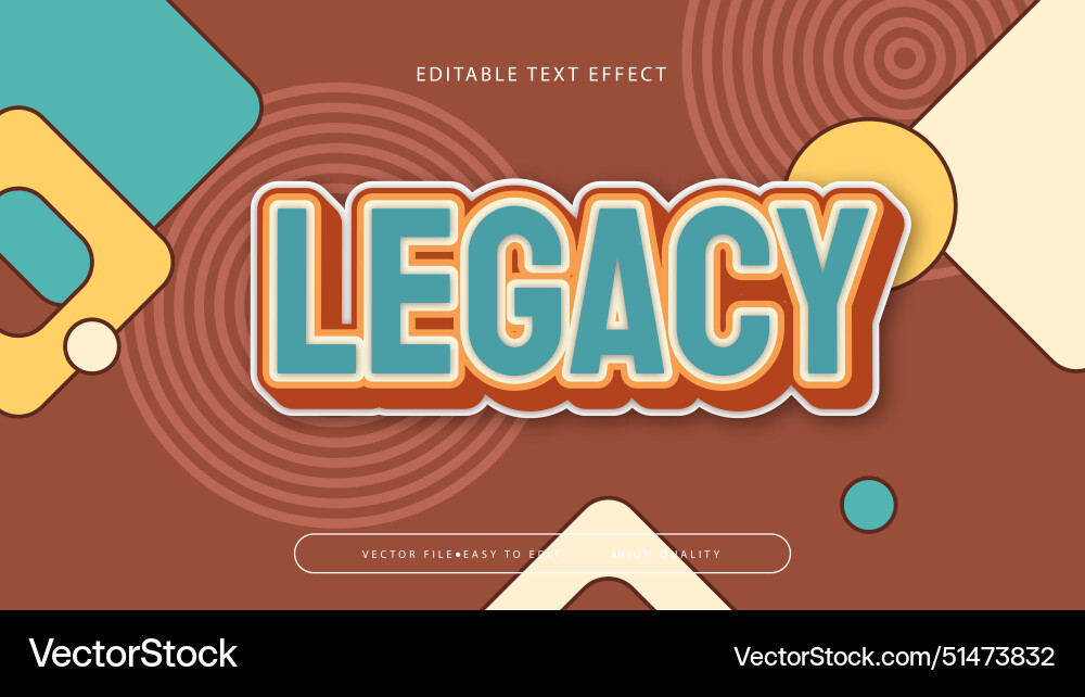 Colorful legacy 3d editable text effect - font Vector Image