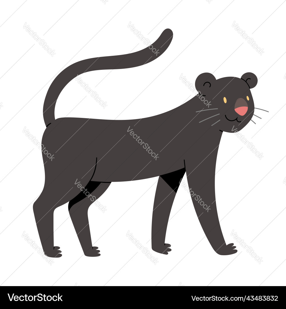 Cute panther character big cat Royalty Free Vector Image