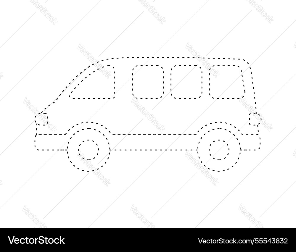 Dashed van for coloring book template car Vector Image