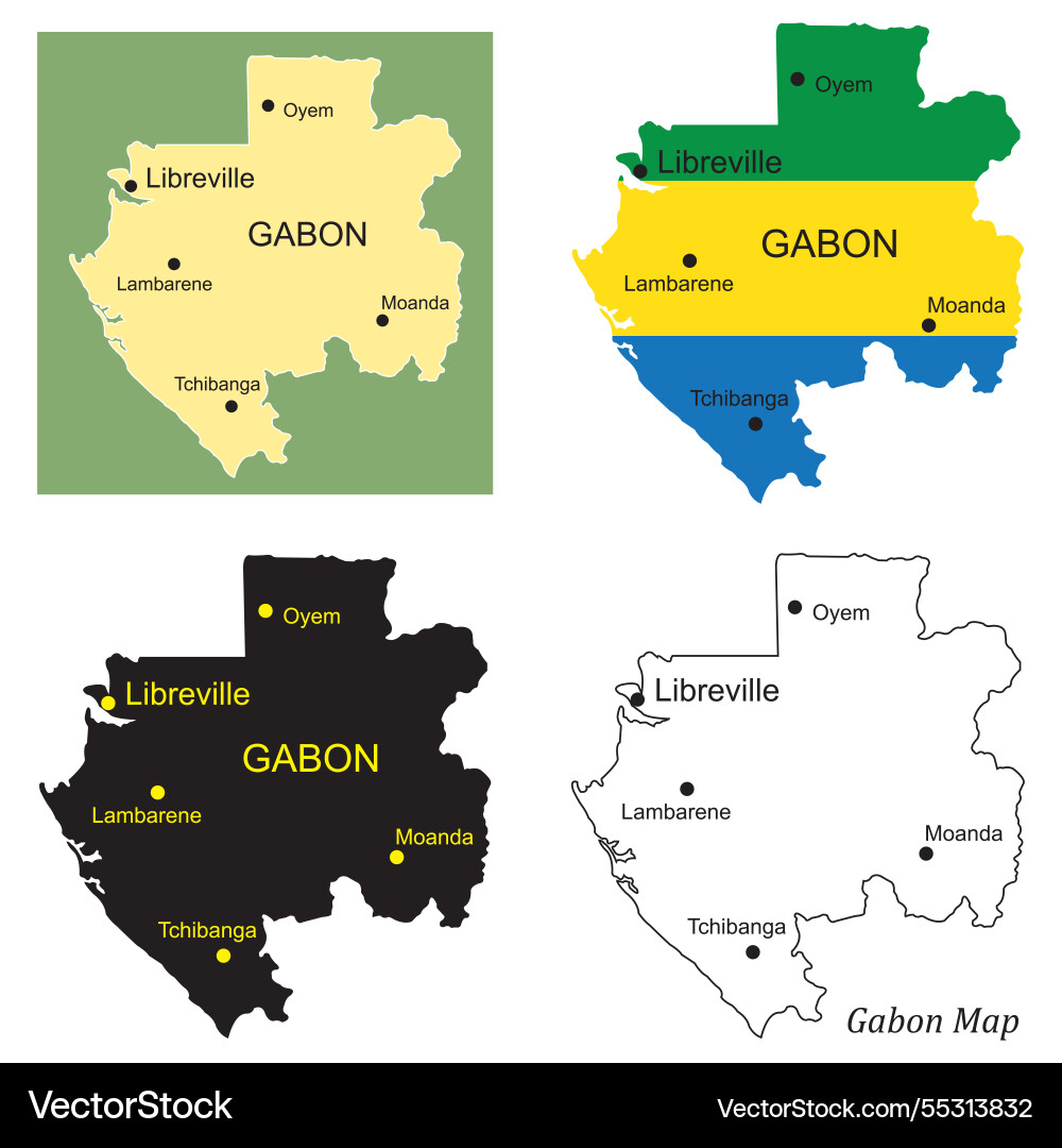 Gabon region map Royalty Free Vector Image - VectorStock
